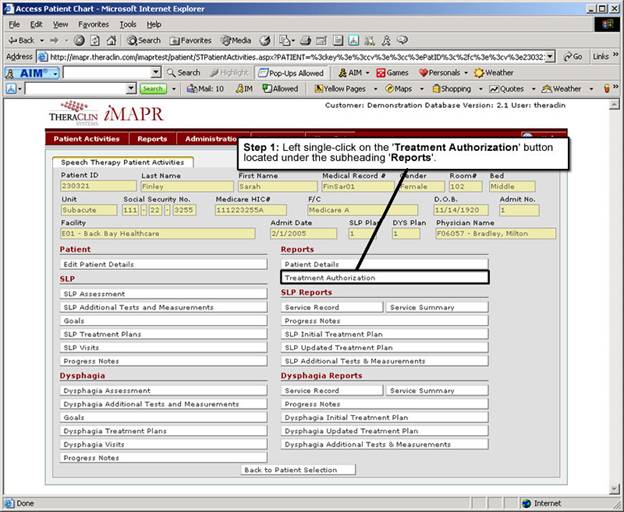 Step 3: Accessing the Treatment Authorization Report